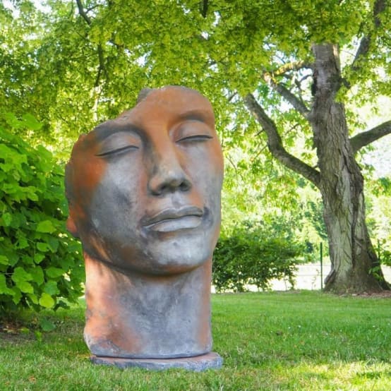 Statue visage homme extérieur grand format - Rouille 115 cm - Jardinex ...