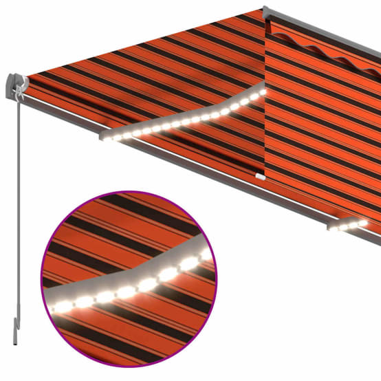 Auvent manuel rétractable et store LED 4,5x3 m Orange et marron vidaXL ...