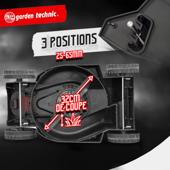 Tondeuse à gazon électrique 1300W - Largeur 32cm, 3 Hauteurs de Coupe ...