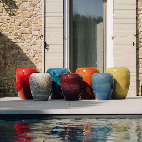 GALILEE pot grande taille d'extérieur fait main en terre cuite émaillée ...