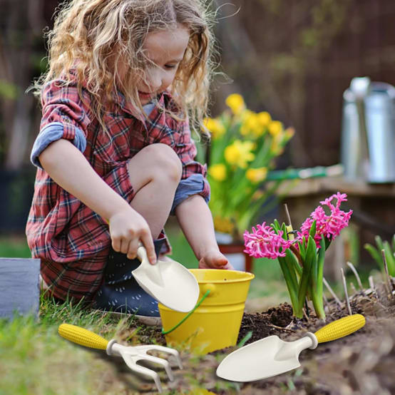 Kit Jardinage Enfant 3 pièces - Outils Colorés:pelle, fourche, râteau ...