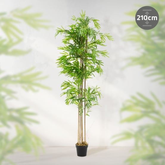 Bambou Artificiel 210 cm Décoratif, Plante Verte Grande avec Tronc en ...