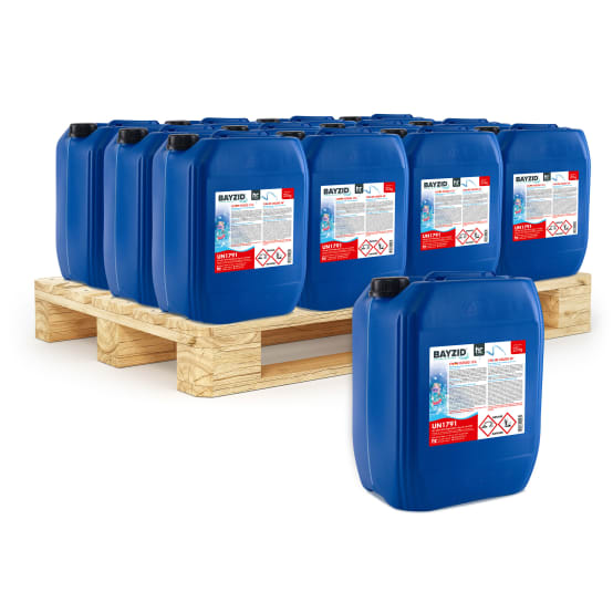 Chlore Liquide BAYZID 48° - Bidon de 25 KG (20L x 24) pour Piscines - Jardiland