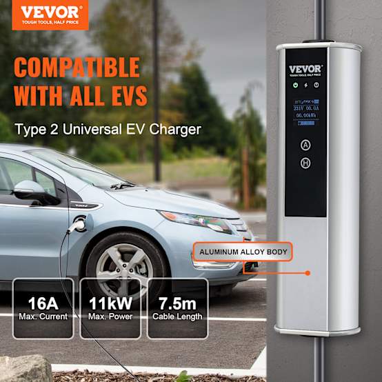 Chargeur EV portable Type 2 IEC6219, 16A 3,68 kW mono/11 kW tri, câble ...