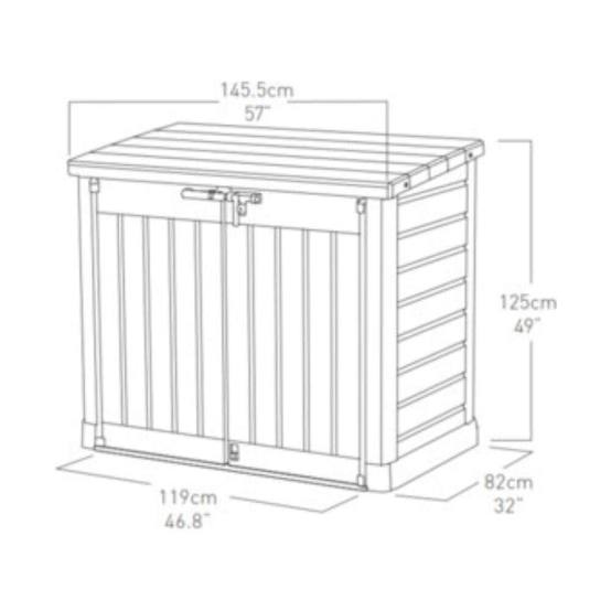 Coffre de rangement Beige / Brun 146x82x125cm, Store-It-Out Max - Jardiland