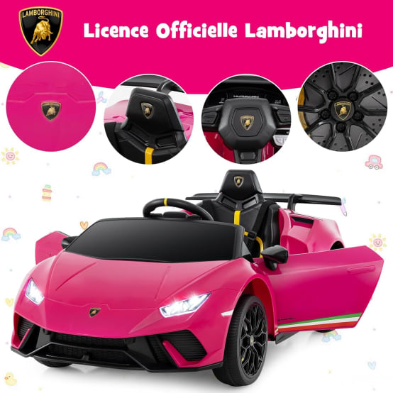 12V Lamborghini Voiture Électrique Enfants avec Télécommande, Véhicule Électrique avec Lumières ...