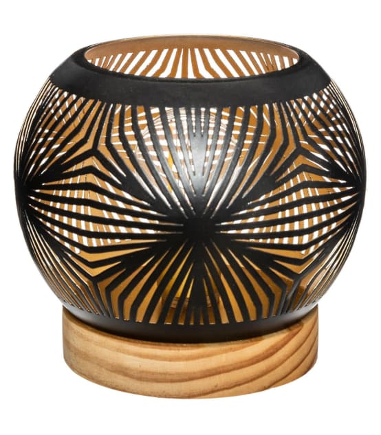 Photophore Boule LED en Bois et Métal - Jardiland