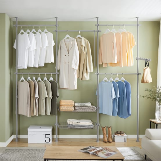 SoBuy Armoire Penderie Dressing Réglable avec Étagères et Tube Porte ...