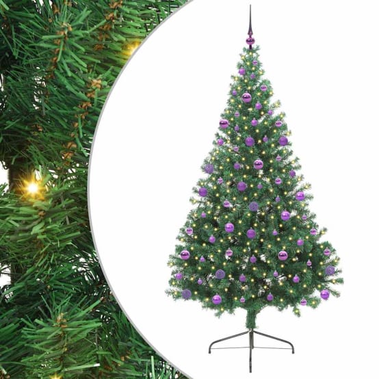 Sapin de Noël artificiel pré-éclairé Vert 210 cm PVC vidaXL 3397030 - Jardiland