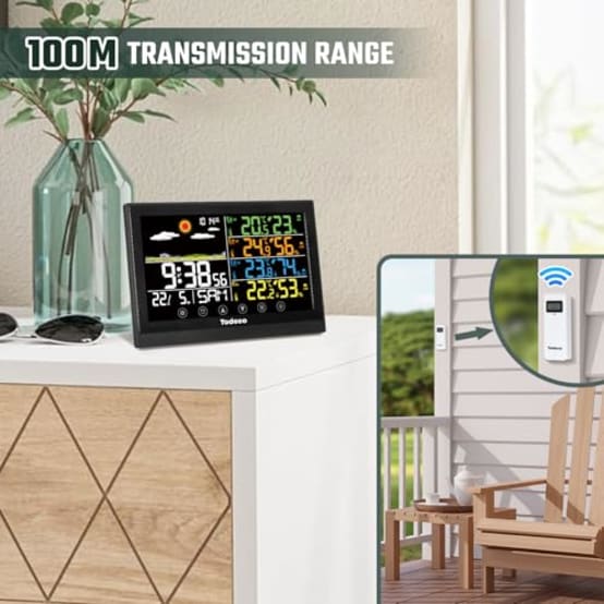 Todeco Station météo sans fil avec 3 capteurs extérieurs - Thermomètre numérique LCD - RCC ...
