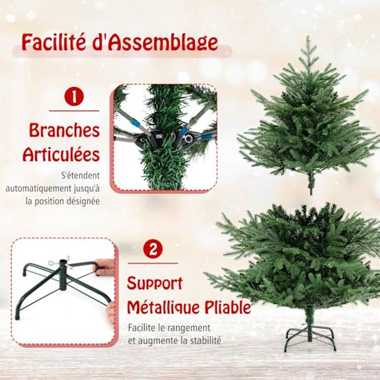 Sapin de Noël Artificiel de 135cm Faux Sapin de Noël à Charnières 442 ...