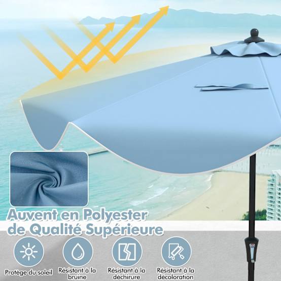 Parasol de Patio de 280cm avec Manivelle Inclinaison à Bouton-poussoir ...