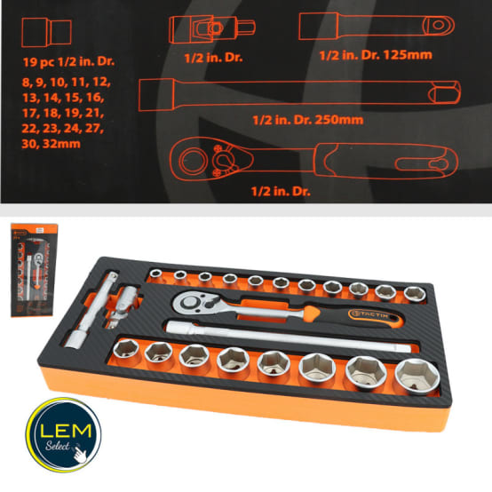 Jeu de clé à cliquet avec douilles - 1/2" - 23 pièces - Jardiland