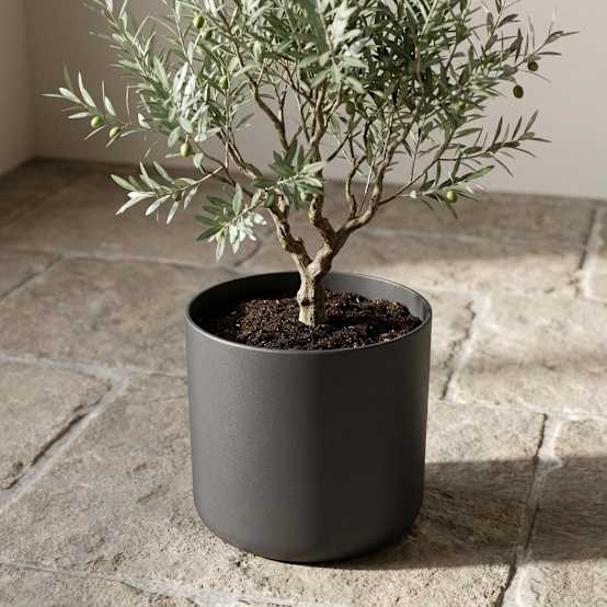 Cache-pot Rond Design Intérieur Finition Mat Soft Anthracite 25cm ...