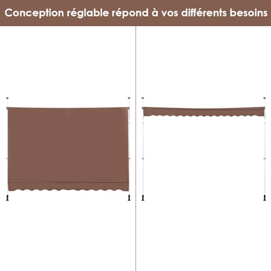 Auvent Manuel Rétractable 300CM Hauteur Réglable Store Banne Aluminium ...