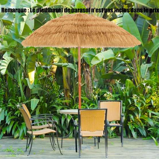 Parasol Inclinable de Paille en PP 2M Fixation pour Sable Toit Chaume ...