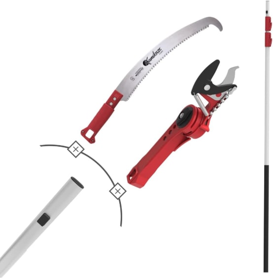 Kamikaze Kit d'élagage en hauteur 2 en 1 perche télescopique 4,5 m (3 x ...