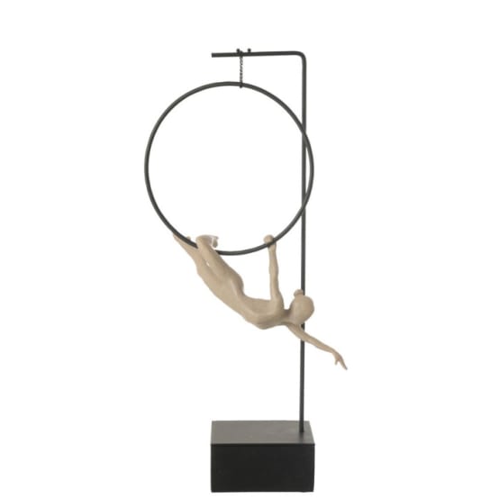 Statuette Gymnaste Cerceau "Gamma" 55cm Beige & Noir - Jardiland