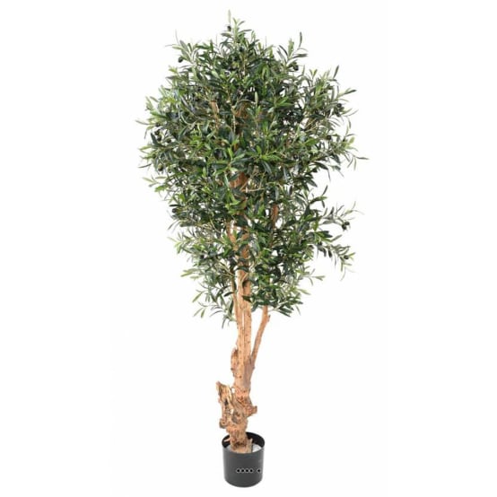 Olivier artificiel avec olives en pot tronc bois noueux H 150 cm Vert D ...
