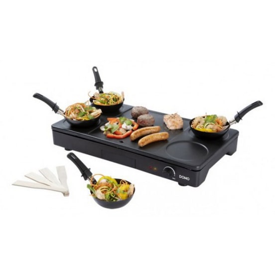 Crepiere Electrique Set Gourmet DOMO - /Wok - 4 personnes - 1000W - DO8712W - Jardiland