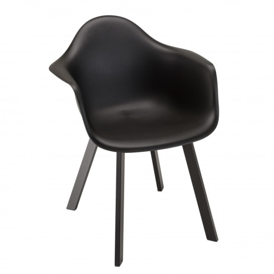 MALO - Lot de 6 fauteuils noirs dossier arrondi - Jardiland