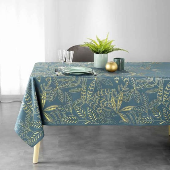 Nappe Imprimée Déco "Belflor" 150x300cm Émeraude - Jardiland