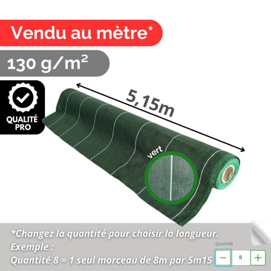 Vente au mètre / Largeur 5,15m / Toile Bache de paillage tissée 130g/m2 ...