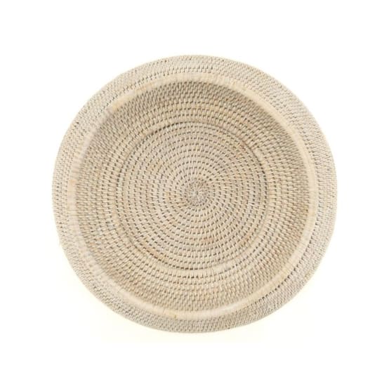 Corbeille en rotin patiné blanc - Jardiland