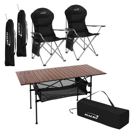 Set 1 table pliable en aluminium marron et 2 chaises de pêche camping ...