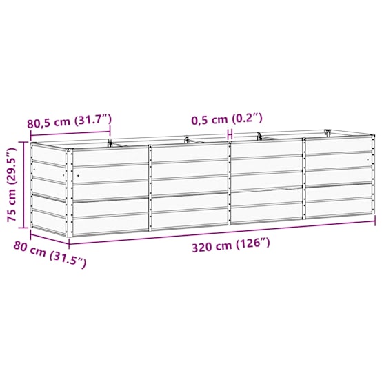 Jardinière Ivoire 240 x 80 x 75 cm Acier vidaXL 42018093 - Jardiland