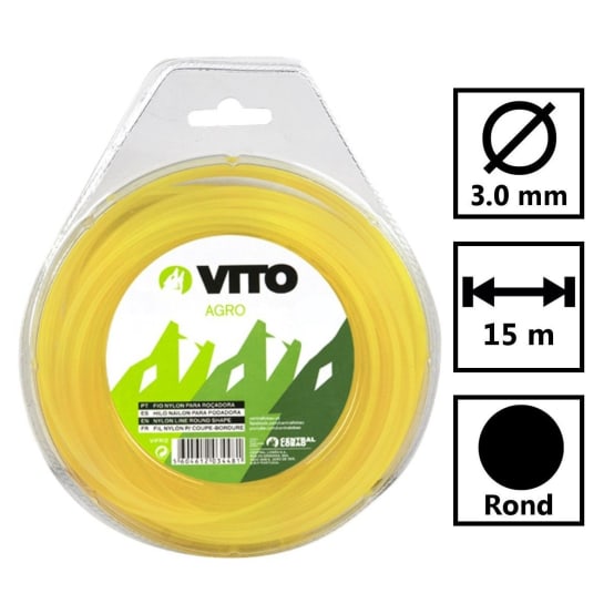 Fil nylon rond pour débroussailleuse - longueur 15m - diamètre 3mm VITO - Jardiland