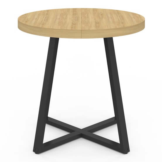 Table à manger ronde SELMA 4 personnes bois et noir 80 cm - Jardiland