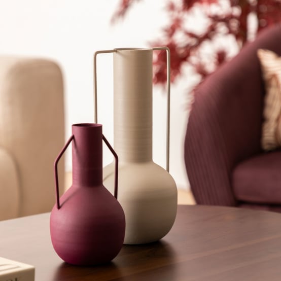 Vase amphore en métal Rouge Rubis design moderne H 20 cm - Jardiland