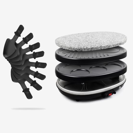 Todeco Set à Raclette 3 en 1, Grillade en Pierre Naturelle, Noir ...