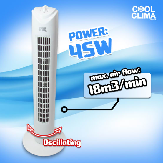 Ventilateur colonne 45W avec timer - Cool clima - Jardiland