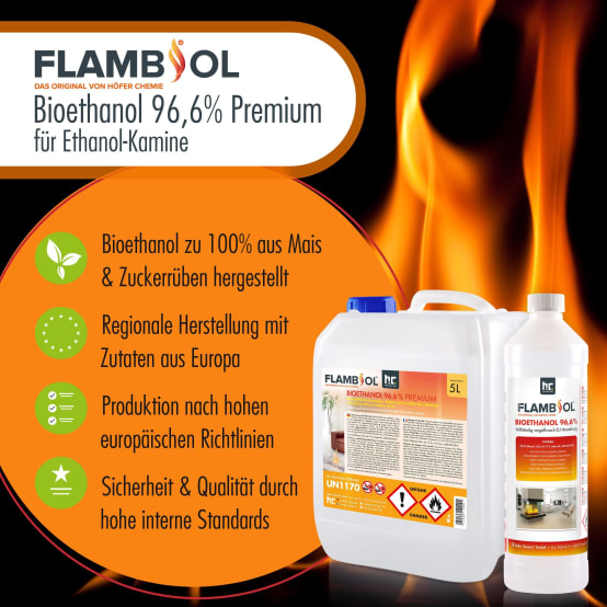 Bioéthanol 96,6% FLAMBIOL® - Combustible de Qualité pour Cheminées ...