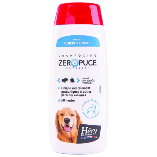 Shampooing répulsif zéro puce chien/chiot : 200ml HERY - Jardiland