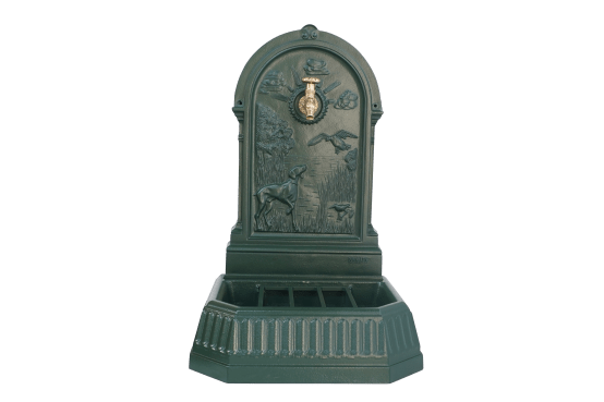 Fontaine chasse au marais Dommartin vert 6009 avec robinet colvert H.87 ...