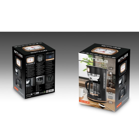 Cafetière Muse MS-220 BC - Porte-filtre - 1000W - réservoir 1.4 L (10 tasses) - Cadrant rétro de ...