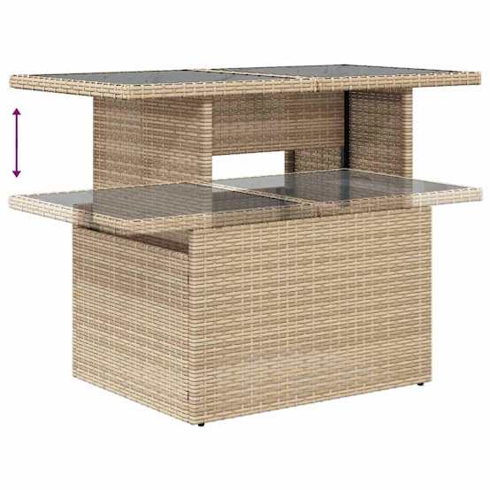 Salon d'extérieur 8 pièces modulable en poly rotin pour jardin Beige ...