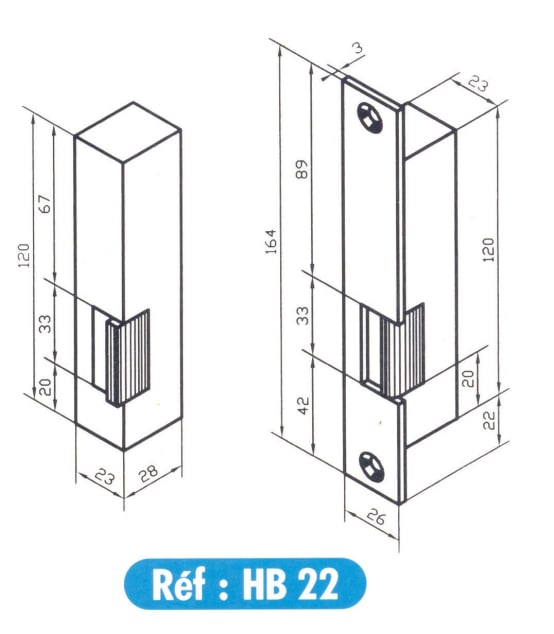 Gâches électriques pour serrures à larder HB22 gauche tirant - BEUGNOT ...