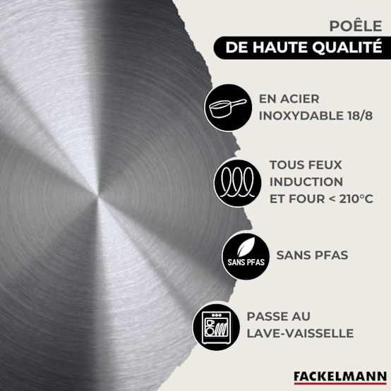 Lot de 3 Poêles 20/24/28cm et 3 Faitouts 16/20/24cm Fackelmann Etherna ...