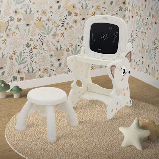 Table d’activités 3-en-1 pour enfants crème avec double tableau LCD et ...