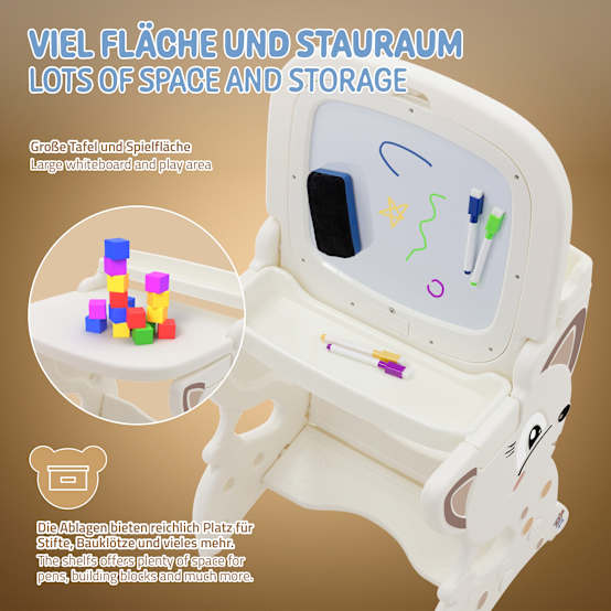 Table d’activités 3-en-1 pour enfants crème avec double tableau LCD et ...