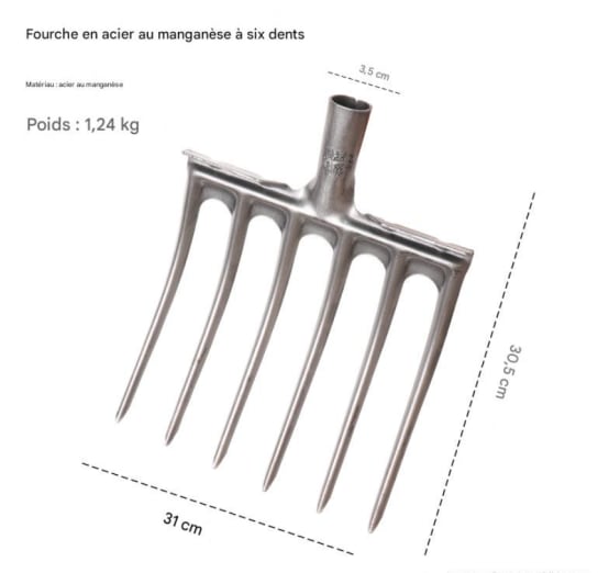 Fourche de retournement de sol tout acier Fourche en acier à 6 dents ...