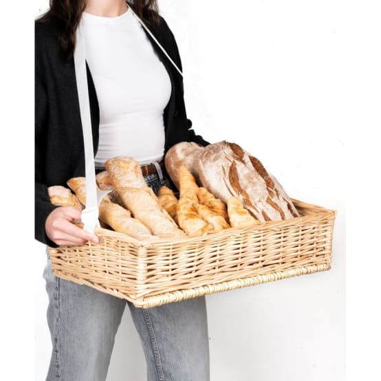 Manne en osier naturel avec passe-main Panier 60 x 40 cm + sangle ...