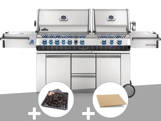 Barbecue à gaz Prestige Pro 825 + Plateau charbon + Pierre à pizza ...