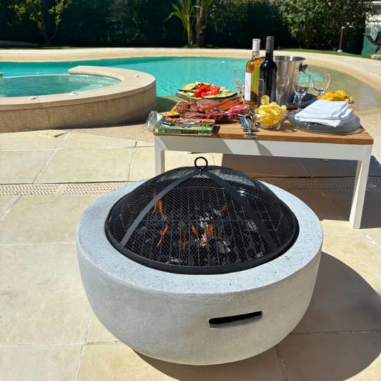 Brasero barbecue rond 2 en 1 - Barbecue et Chauffage - 60.5cm - Acier ...