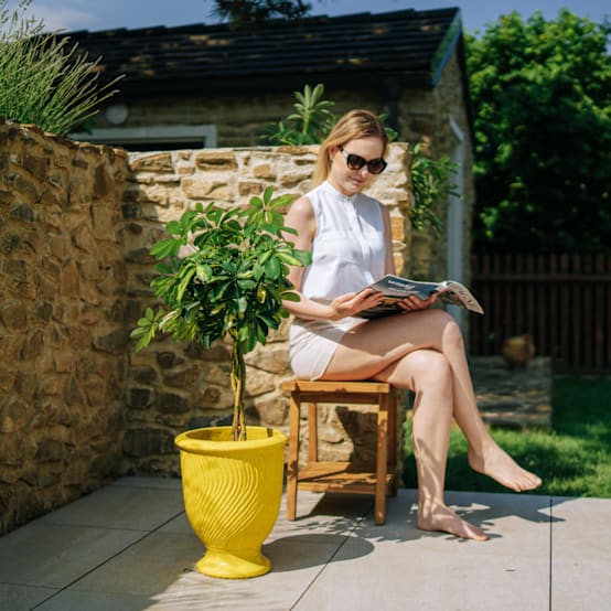 MORGANE pot grande taille d'extérieur fait main en terre cuite émaillée ...