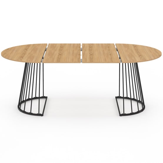 Table à manger extensible ronde YUNA 4-10 personnes bois et noir 110 ...